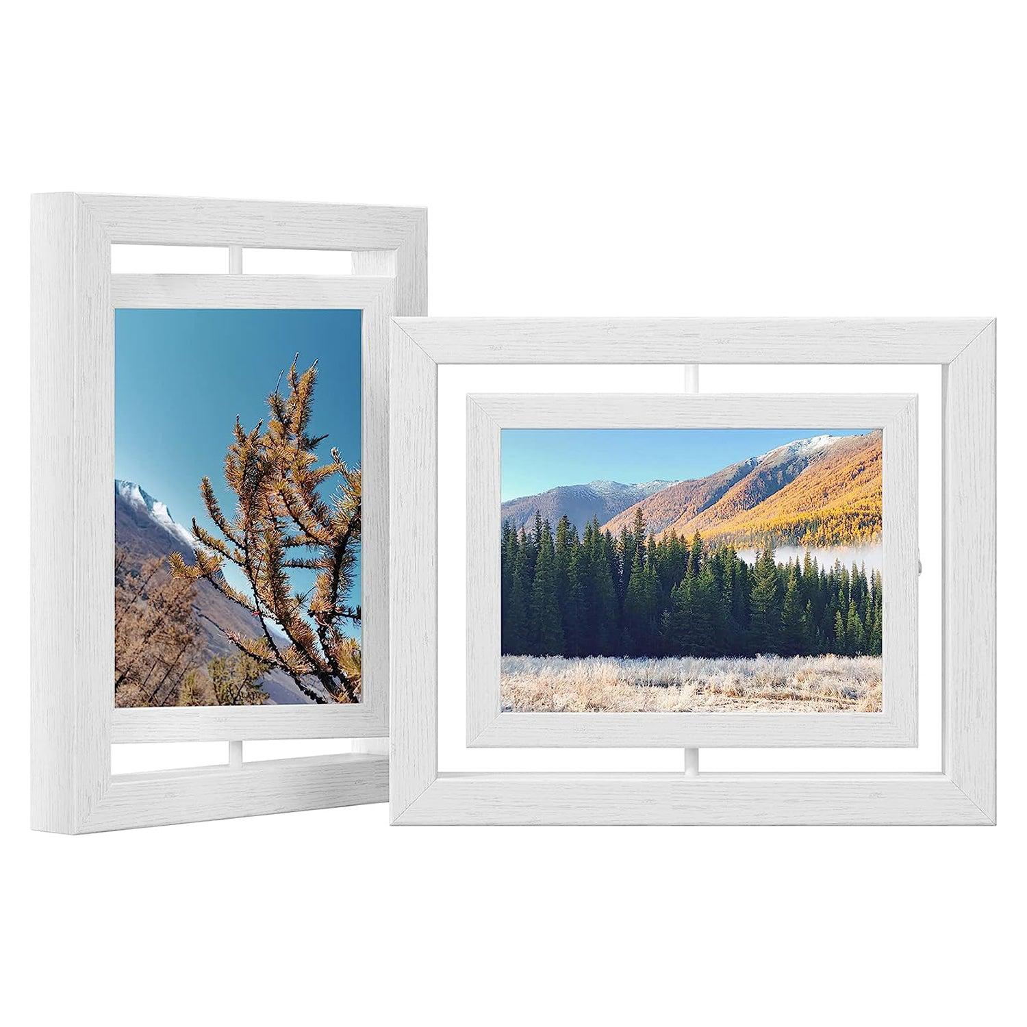 Okvir za slike, vrtljiv okvir za slike s stekleno ploščo 2 kosa, bel ...