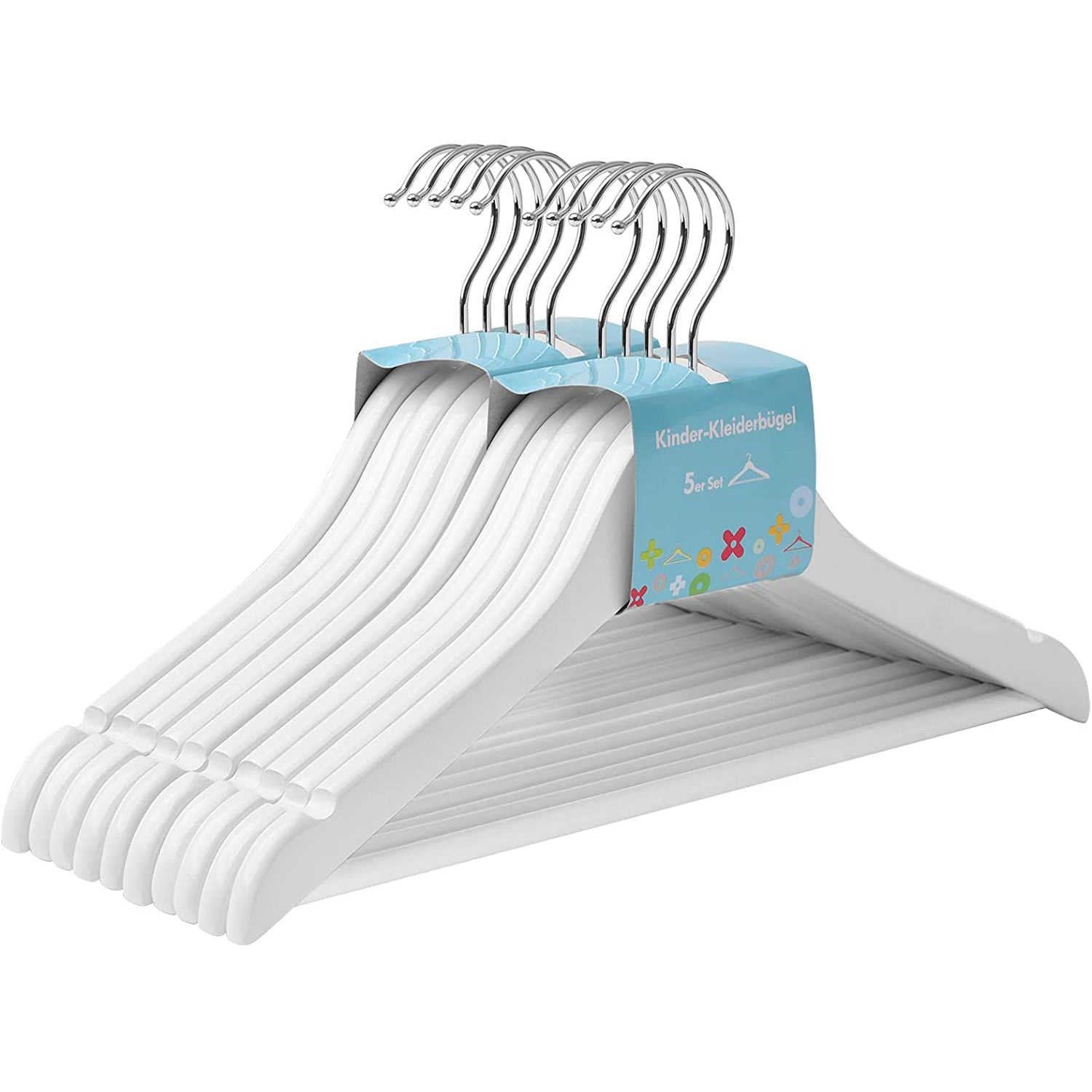 10 kosov Masivni leseni otroški obešalniki, beli | SONGMICS – Vasdom.si